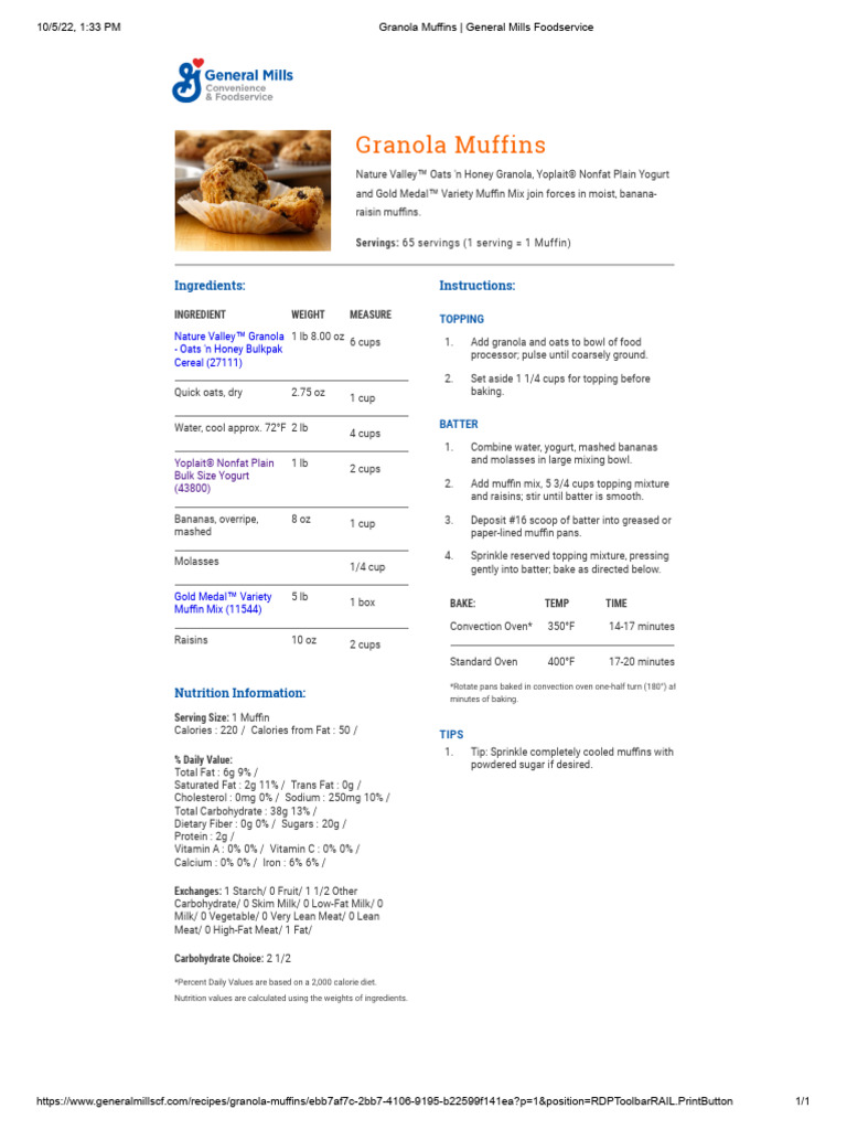 granola muffins receta | Download Free PDF | Muffin | Fat