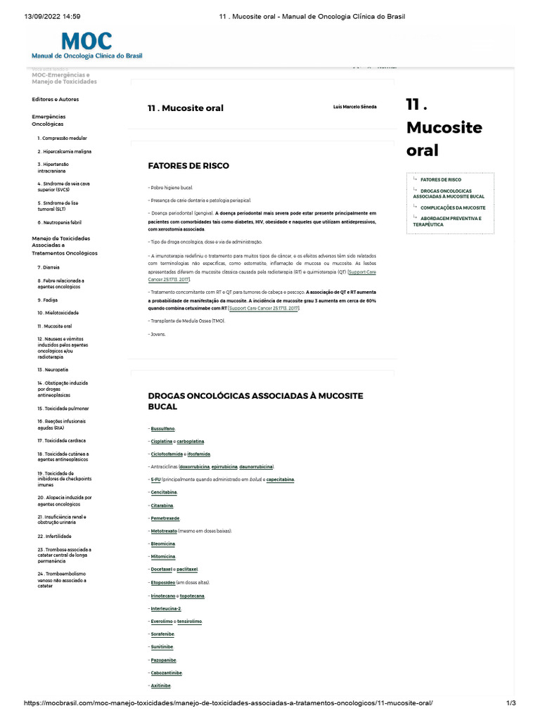 Manejo da Mucosite Oral em Oncologia | PDF | Câncer | Boca