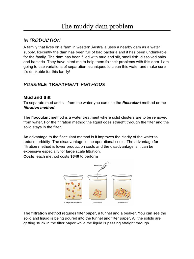 Muddy Dam Problem Research Task Year 7 Science | PDF | Filtration ...