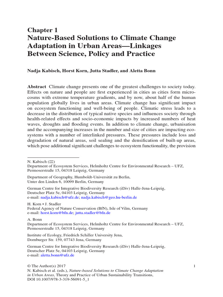 Nature-Based Solutions To Climate Change Adaptatio | PDF ...