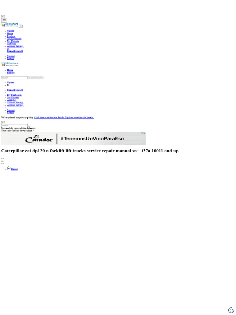 Caterpillar Cat dp120 N Forklift Lift Trucks Service Repair Manual SN ...