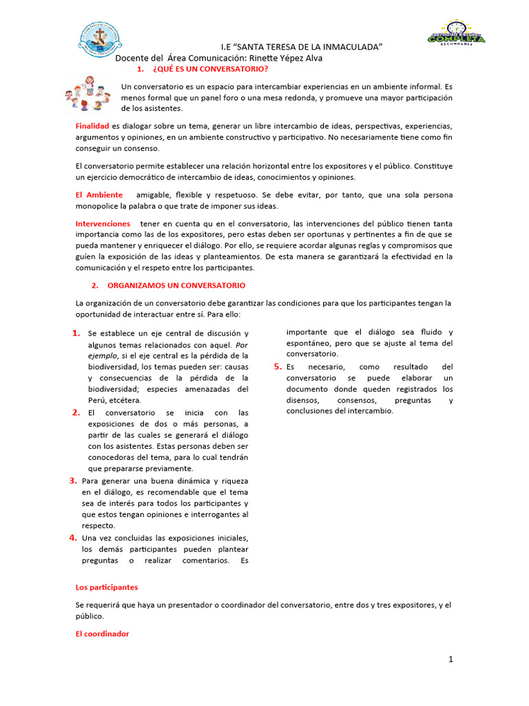 Guía para Organizar un Conversatorio | PDF | Cognición