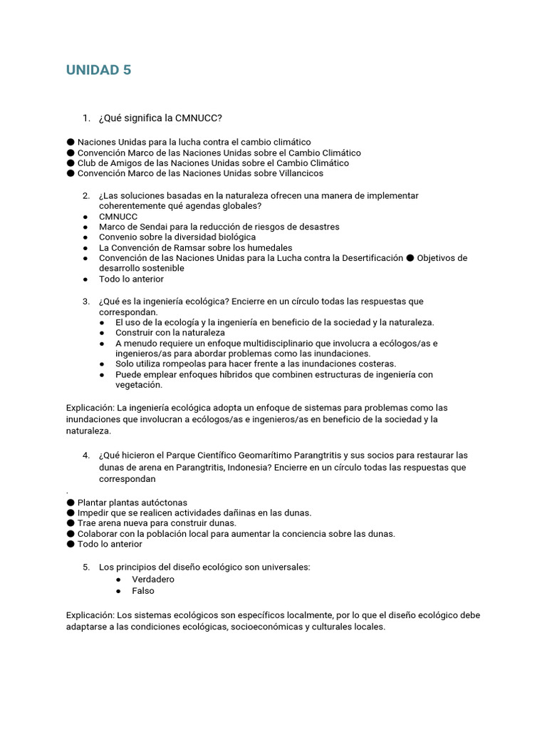 Unit 5 Quiz SP | PDF