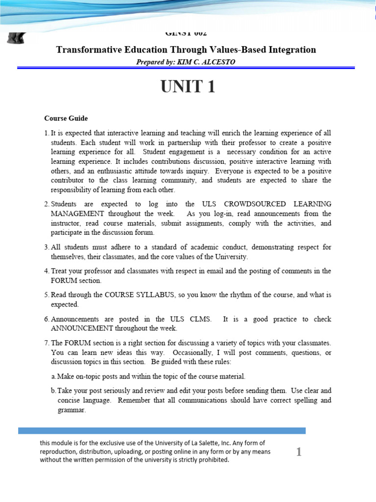 MODULE 1 GINST 2 No Activity | PDF | Catholic Church | Faith