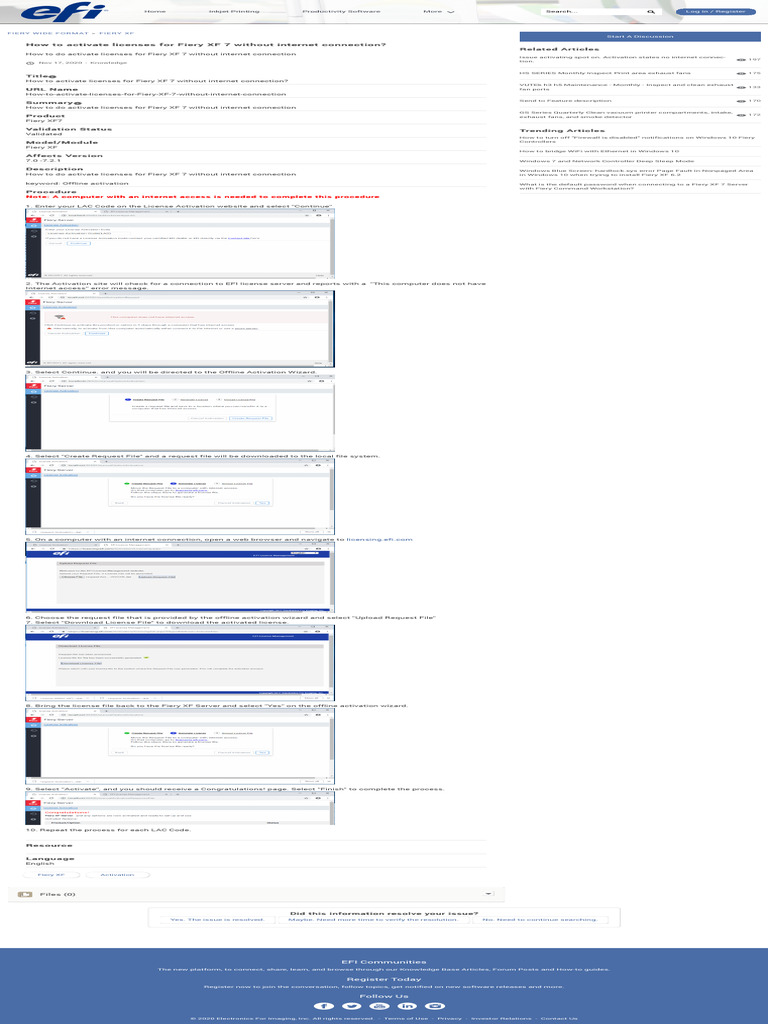 Activate Fiery XF 7 Licenses Offline | PDF | Internet | World Wide Web