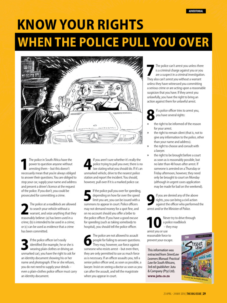 Know Your Rights When The Police Pull You Over Extract From Street Law ...