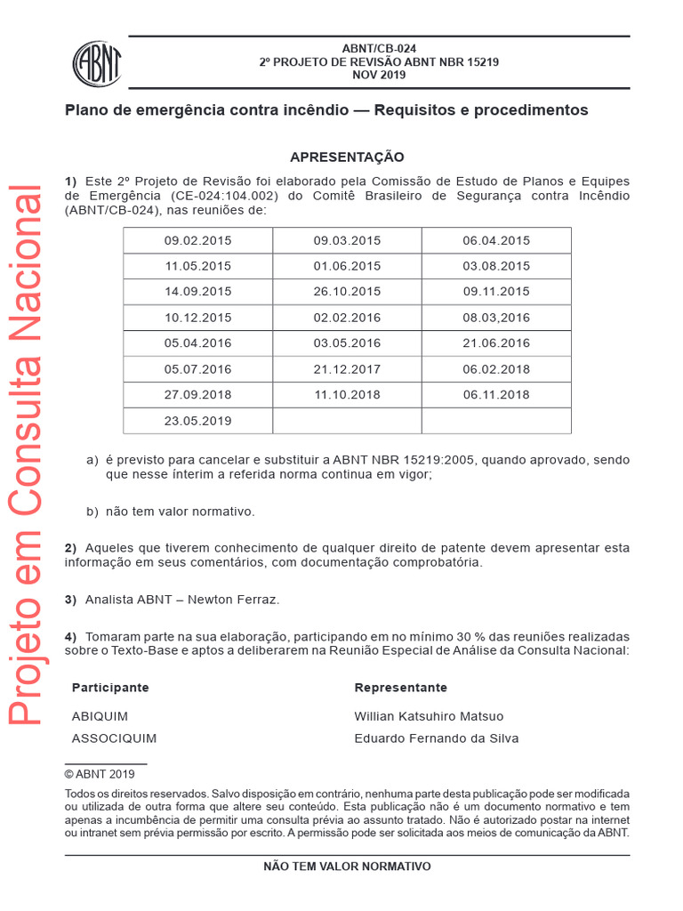 ABNT NBR 15219 - Plano de Emergência Contra Incêndio - Requisitos e ...