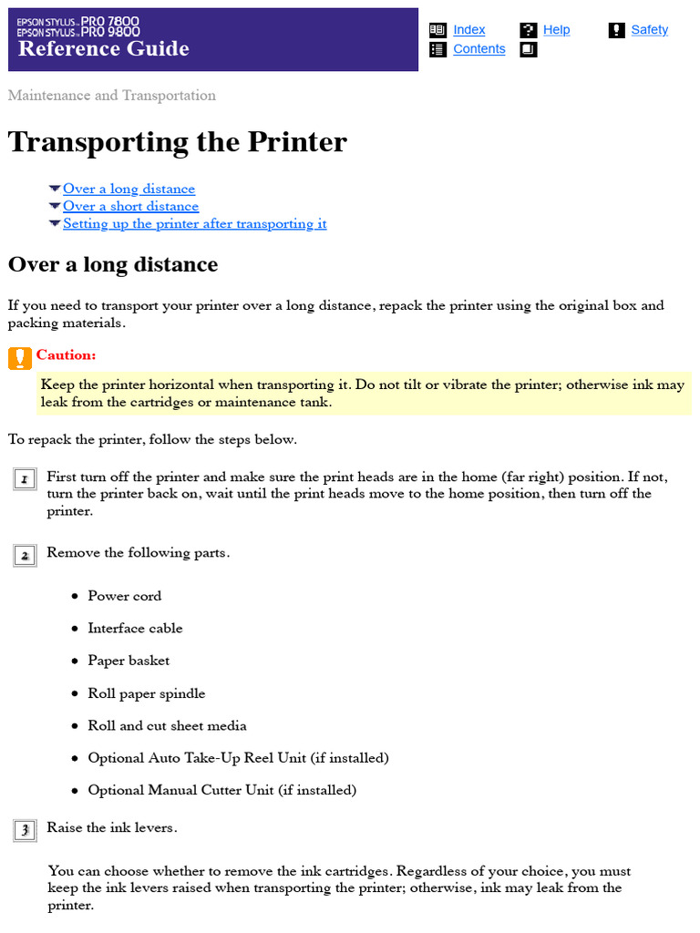 Transporting Epson 9800 Printer | PDF | Printer (Computing) | Office Equipment