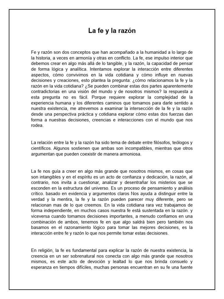 La Fe y La Razón-1 | PDF | Fe | Razón