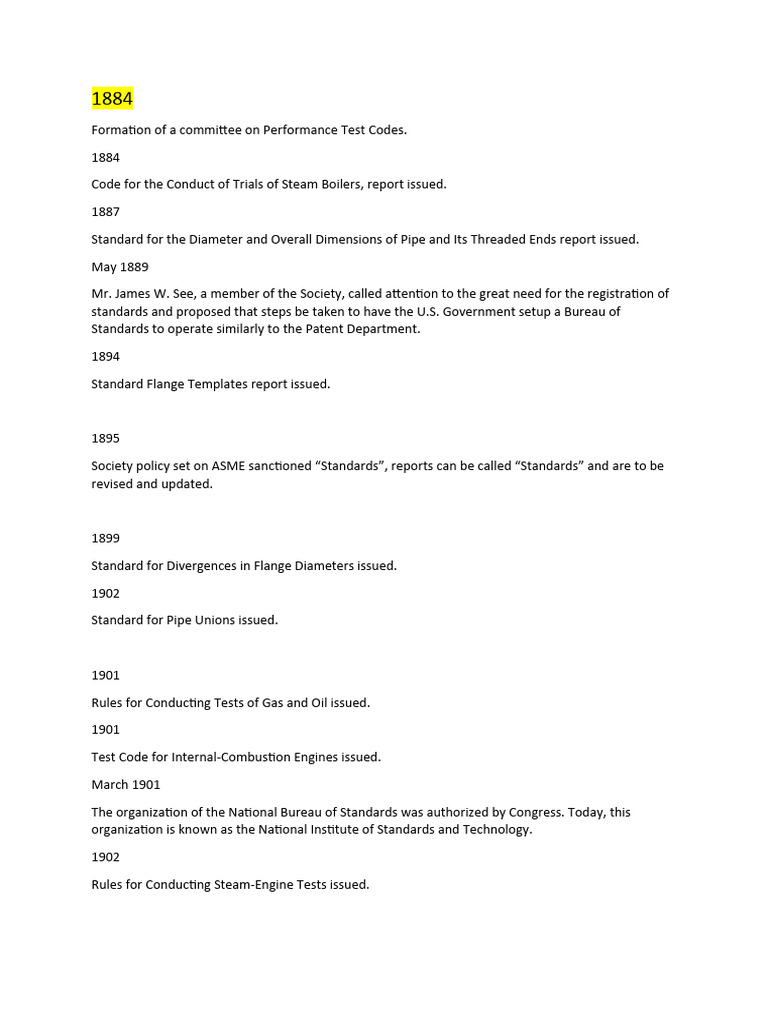 History of ASME Date | PDF | Boiler | Screw