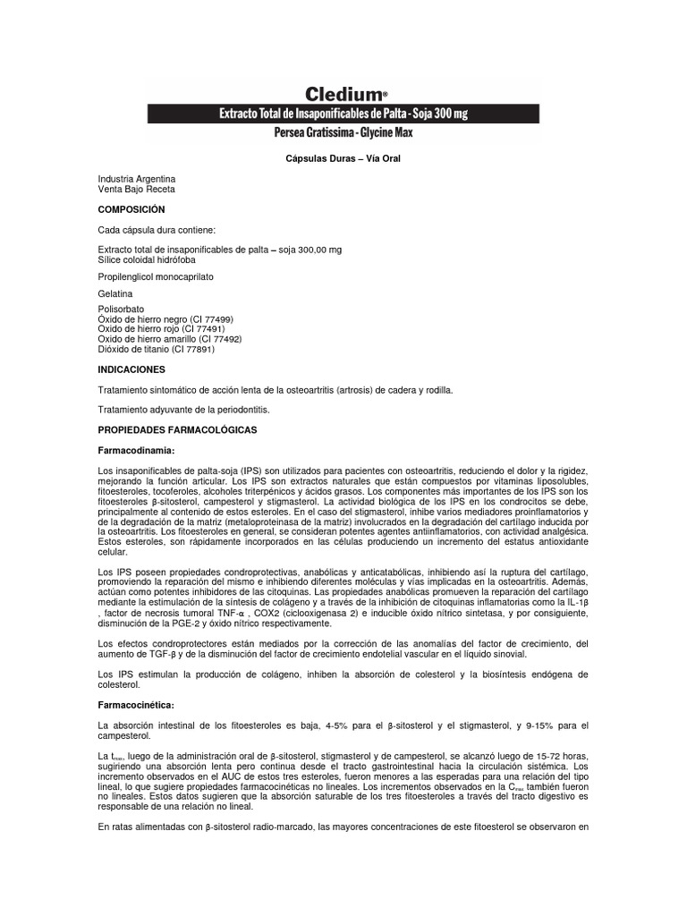 Cledium 300 mg: Uso y Composición | PDF | Osteoartritis | Medicamentos ...
