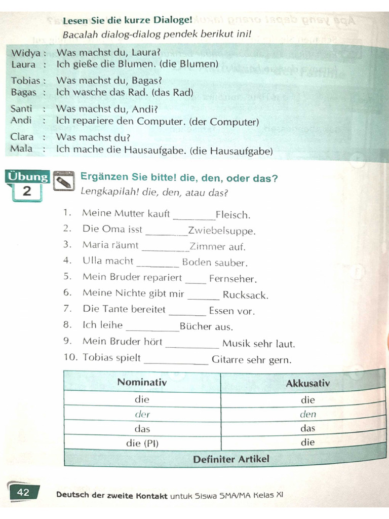 Übungen Bestimmte Und Unbestimmte Artikel | PDF