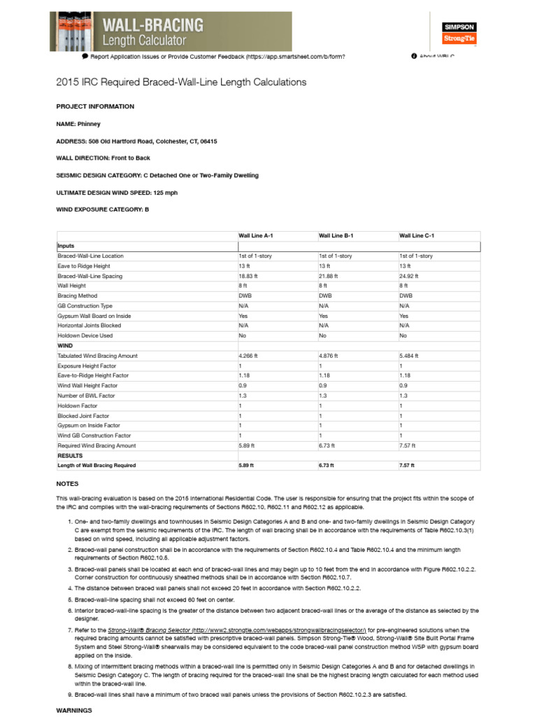 Simpson Strong-Tie® Wall-Bracing-Length Calculator Front | Download ...