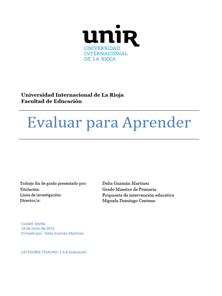 GUZMAN (2013) UNIR Evaluar para Aprender - Historia Evaluacion | PDF ... GUZMAN (2013) UNIR Evaluar para Aprender - Historia Evaluacion | PDF ...