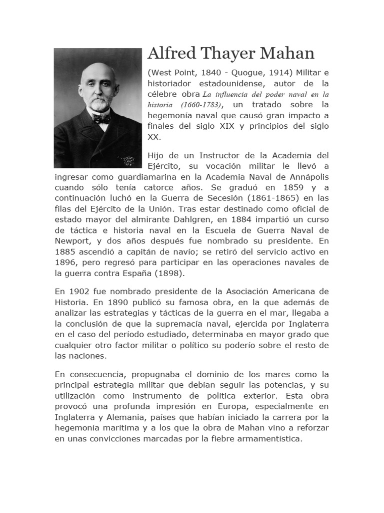 Biografía Alfred Thayer Mahan | PDF