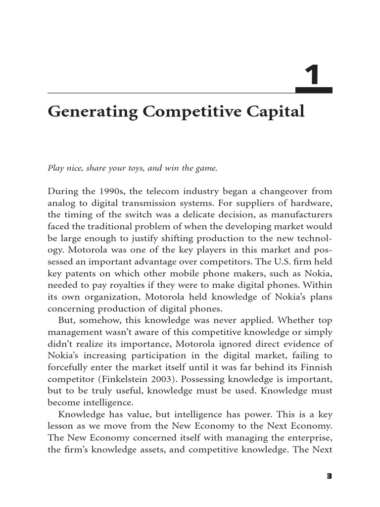 Generating Competitive Capital: Play Nice, Share Your Toys, and Win The ...