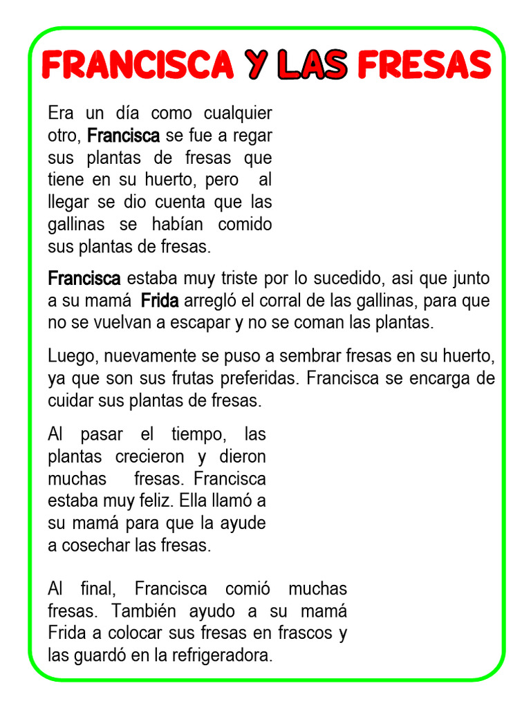 Ficha Francisca y Las Fresas 2024 | PDF