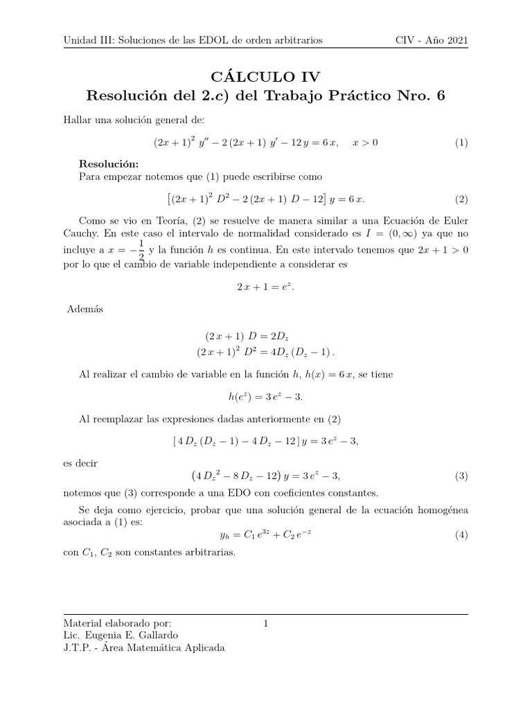 TP6 - Soluciones de EDOL - Ej 2c - 2021 | PDF | Variable (Matemáticas ...