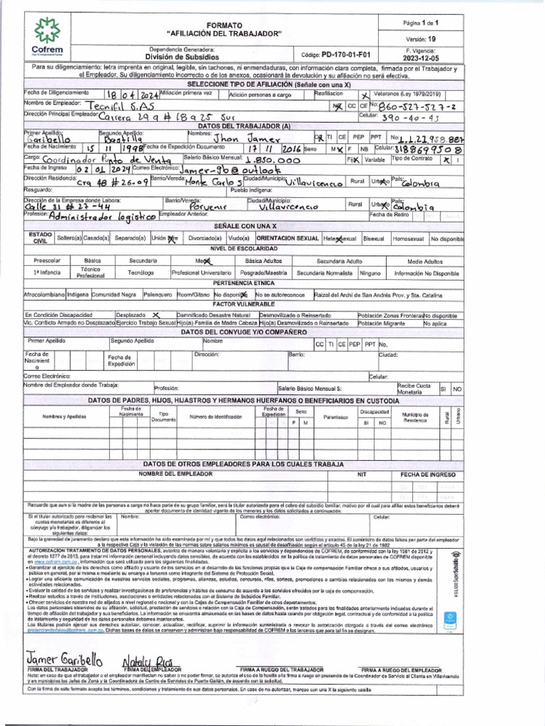 Formulario de Afiliacion Corregido | PDF