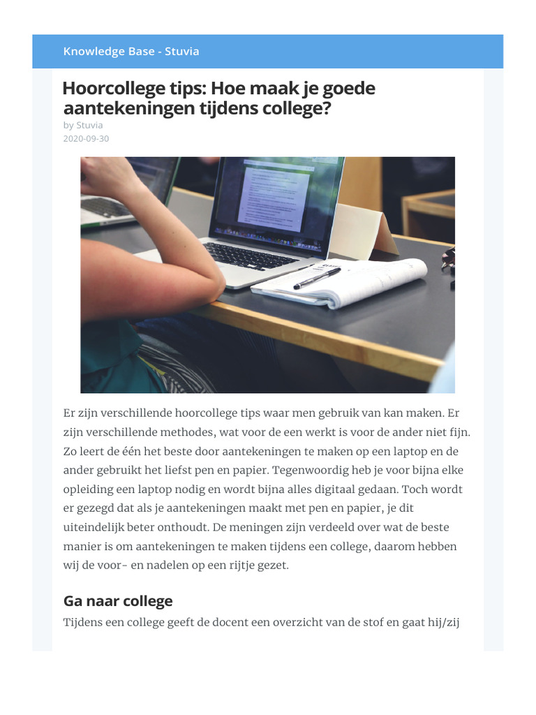Hoe Maak Je Goede Aantekeningen Tijdens College? - Stuvia | PDF