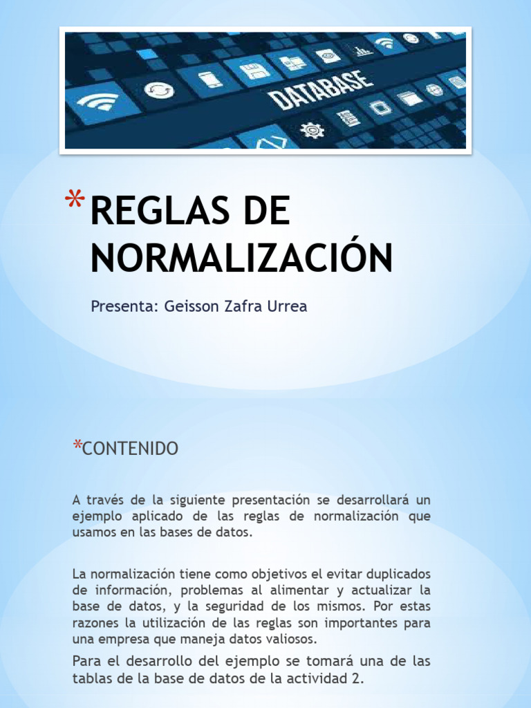 Reglas de Normalización en Bases de Datos | PDF | Datos de computadora ...