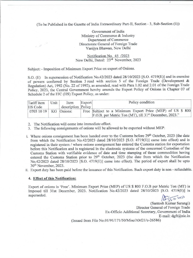 Notification No. 45-2023- English | PDF
