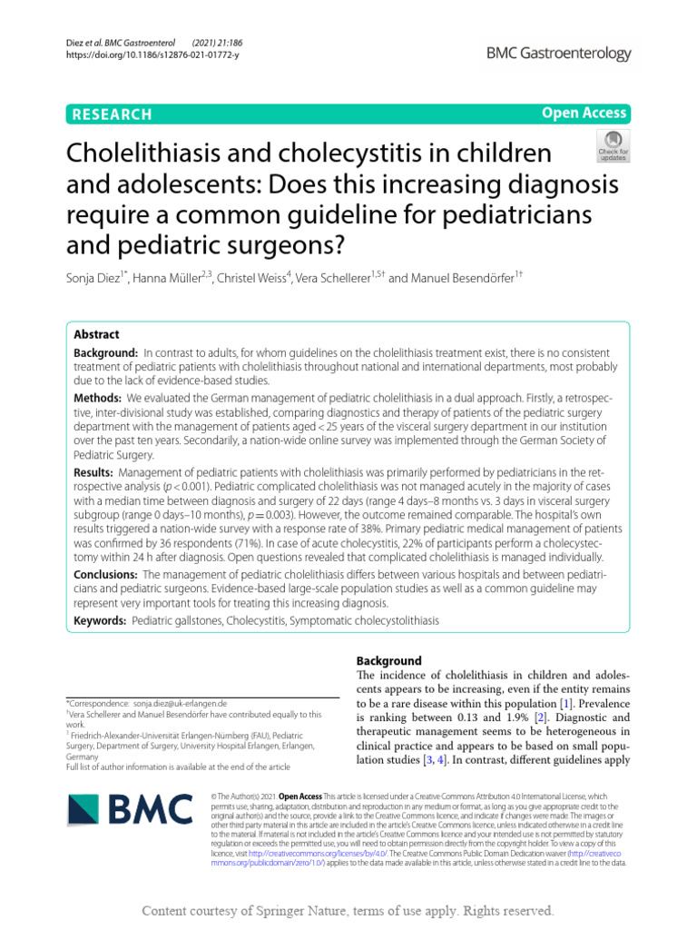 Cholelithiasis and Cholecystitis in Children and A | PDF | Pediatrics | Surgery