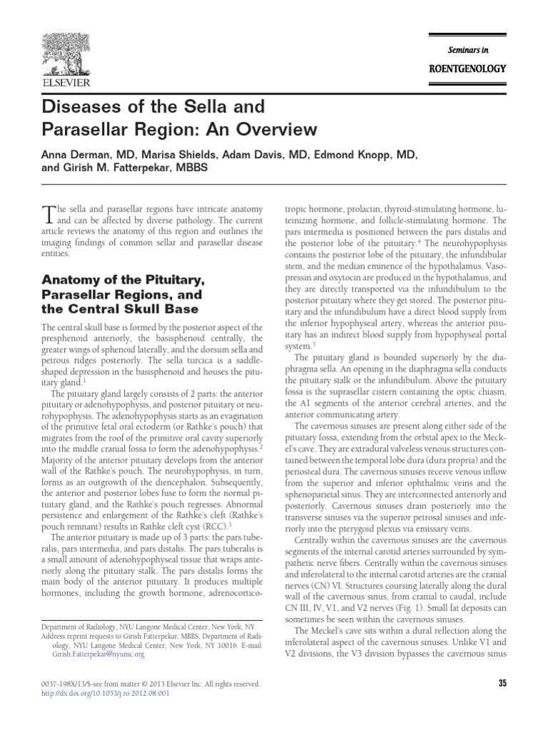 Overview of Sella and Parasellar Diseases | PDF | Pituitary Gland | Anatomy