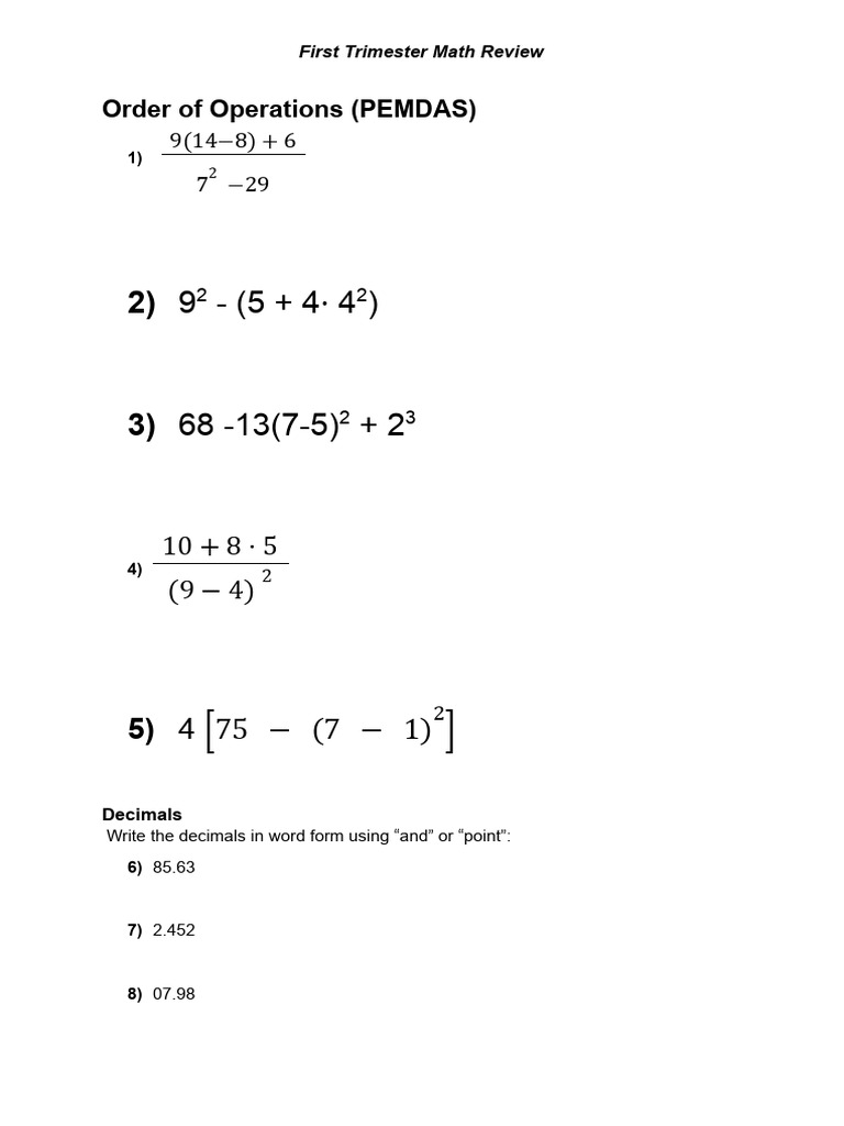 Math Review for Middle Schoolers | PDF