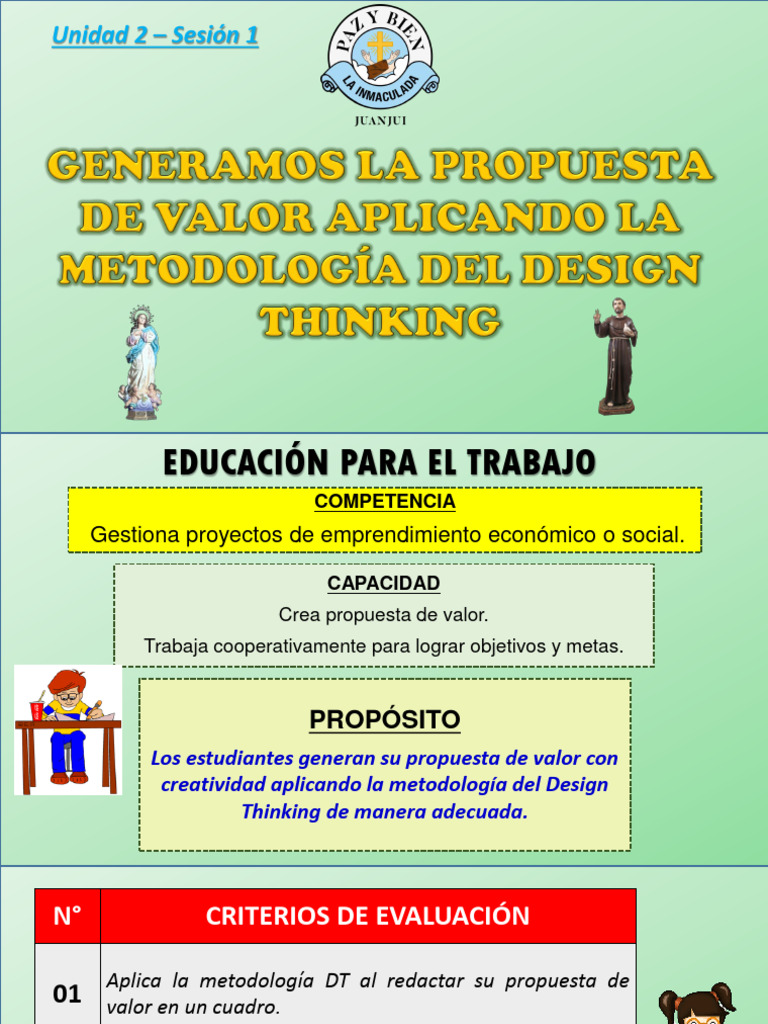 2° Grado - U2-S1 - Generamos La Propuesta de Valor Aplicando La Metodología DT | PDF | Negocios ...