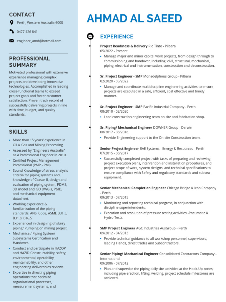 Ahmad Al Saeed Resume 2024 | PDF | Engineering | Project Management