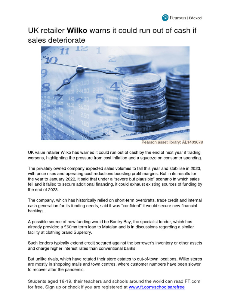 ks4 Case Study 12 Wilko | PDF | Credit | Finance & Money Management