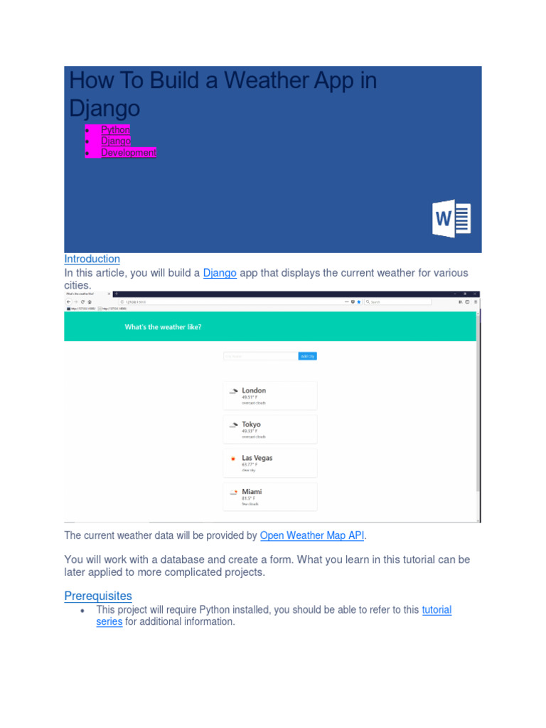 Build a Django Weather App Tutorial | PDF | User (Computing ...