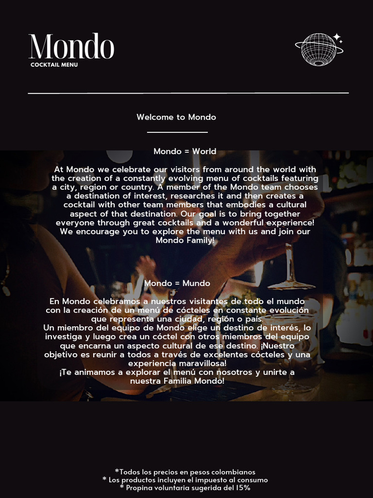 Menu Mondo Ab | PDF | Bebida | Bebidas alcohólicas