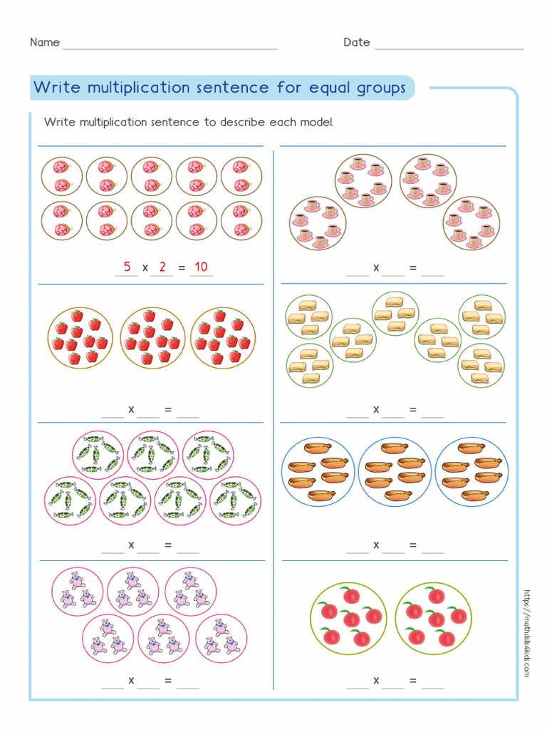 Write Multiplication Sentence For Equal Groups - d68c1 | PDF