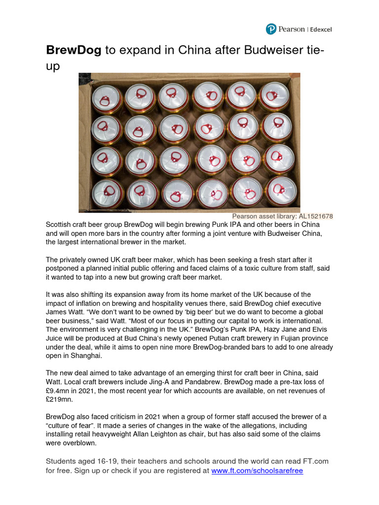 ks4 Case Study 18 Brewdog | PDF | Brewing | Beer