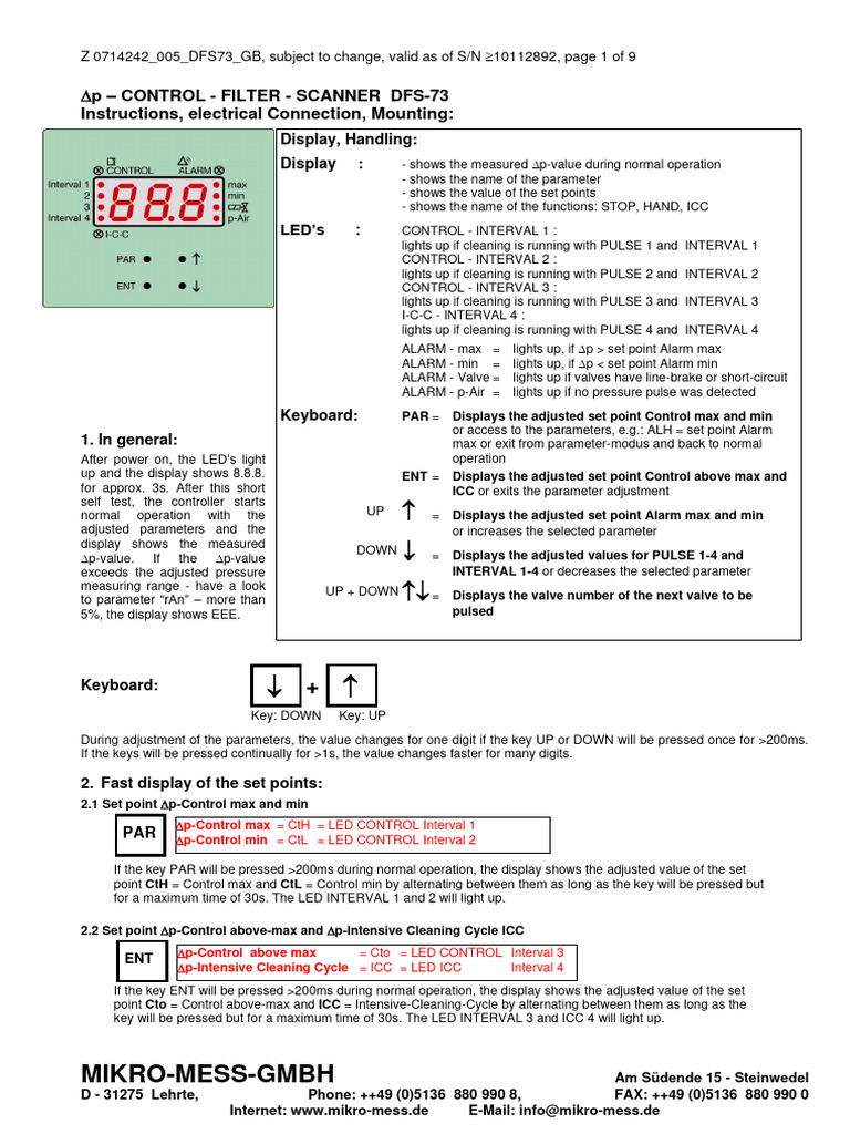 DFS-73 Control Filter Scanner Guide | PDF | Parameter (Computer Programming) | Relay