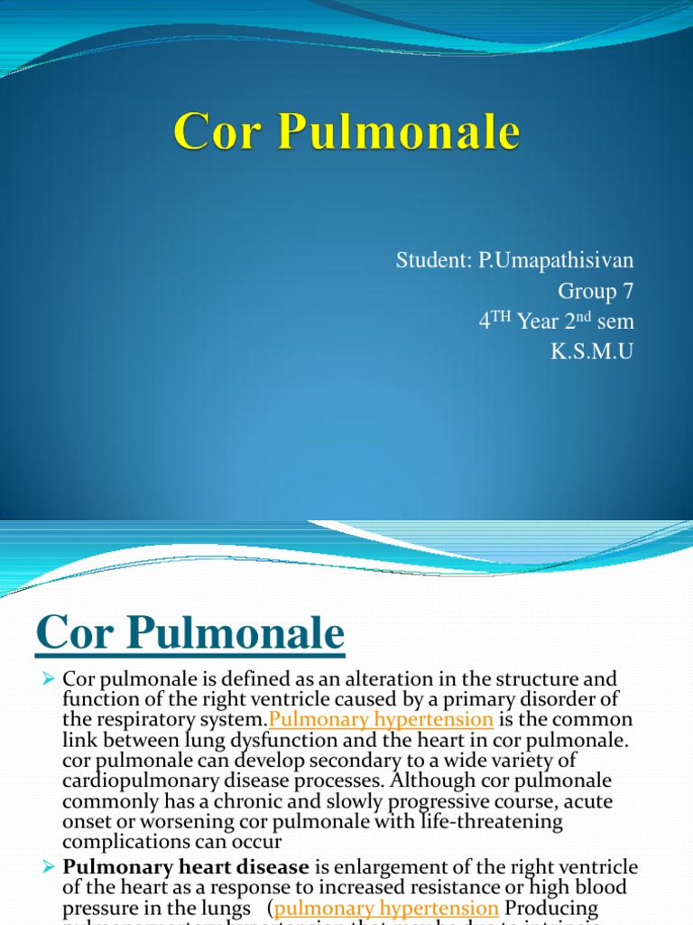 Cor Pulmonale | PDF | Heart Failure | Heart
