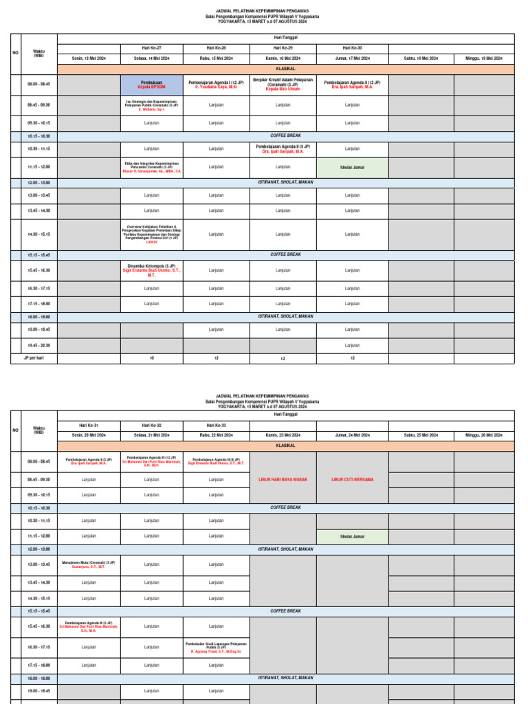 Jadwal PKP Klasikal | PDF