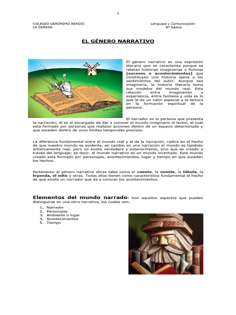 Elementos del Género Narrativo | PDF | Narración
