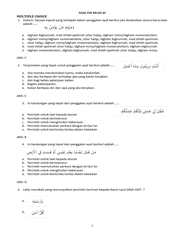 Soal PSAT PAIBP Kelas XI TP. 2023-2024 | PDF | Agama & Spiritualitas