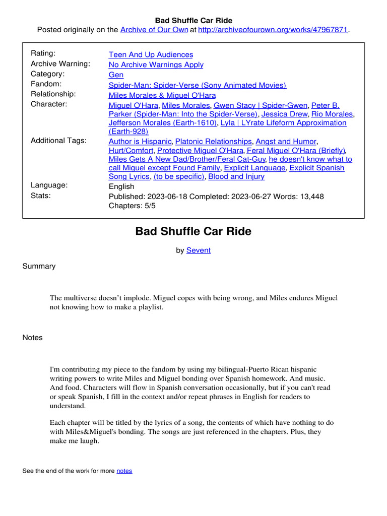 Bad Shuffle Car Ride | PDF | General Fiction