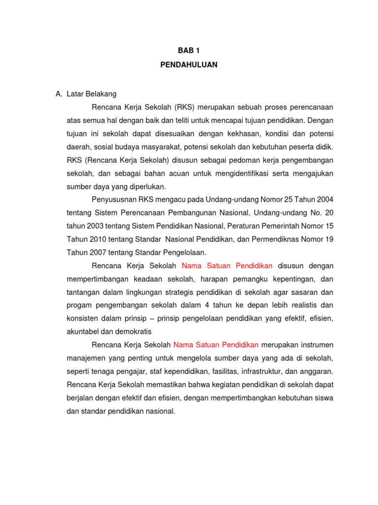 Contoh Perencanaan RKS, RKT, Rkas | PDF