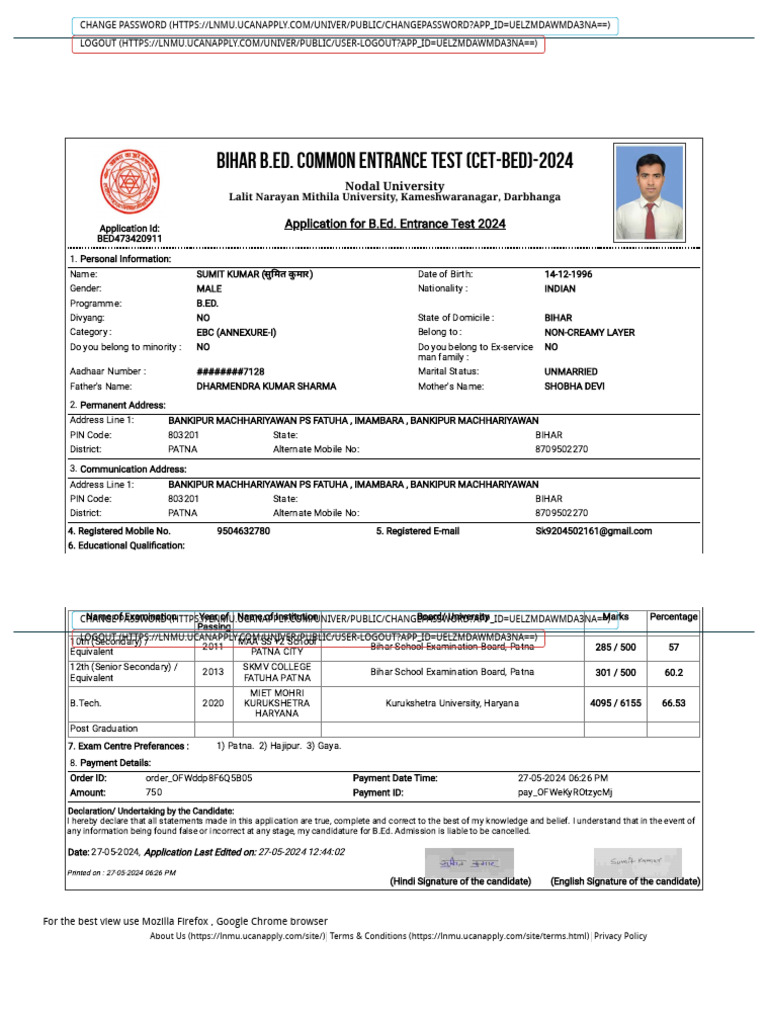 Lalit Narayan Mithila University | PDF | Qualifications