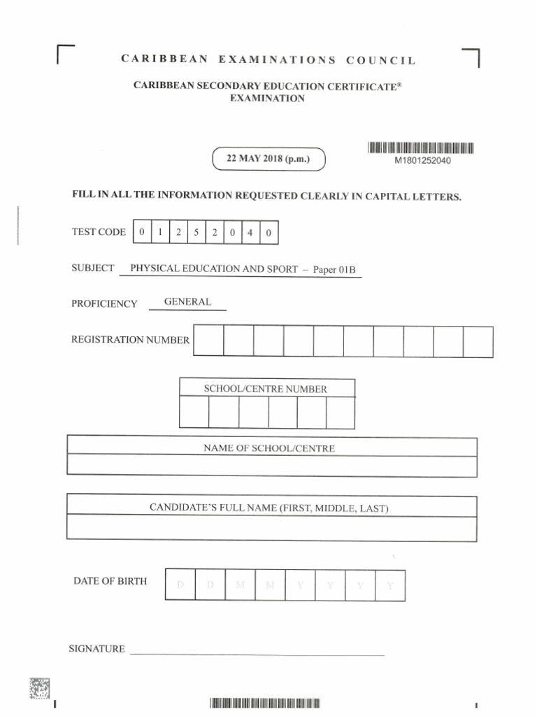 PE Paper 2 B MAY 2018 (Ans) | Download Free PDF | Physical Fitness