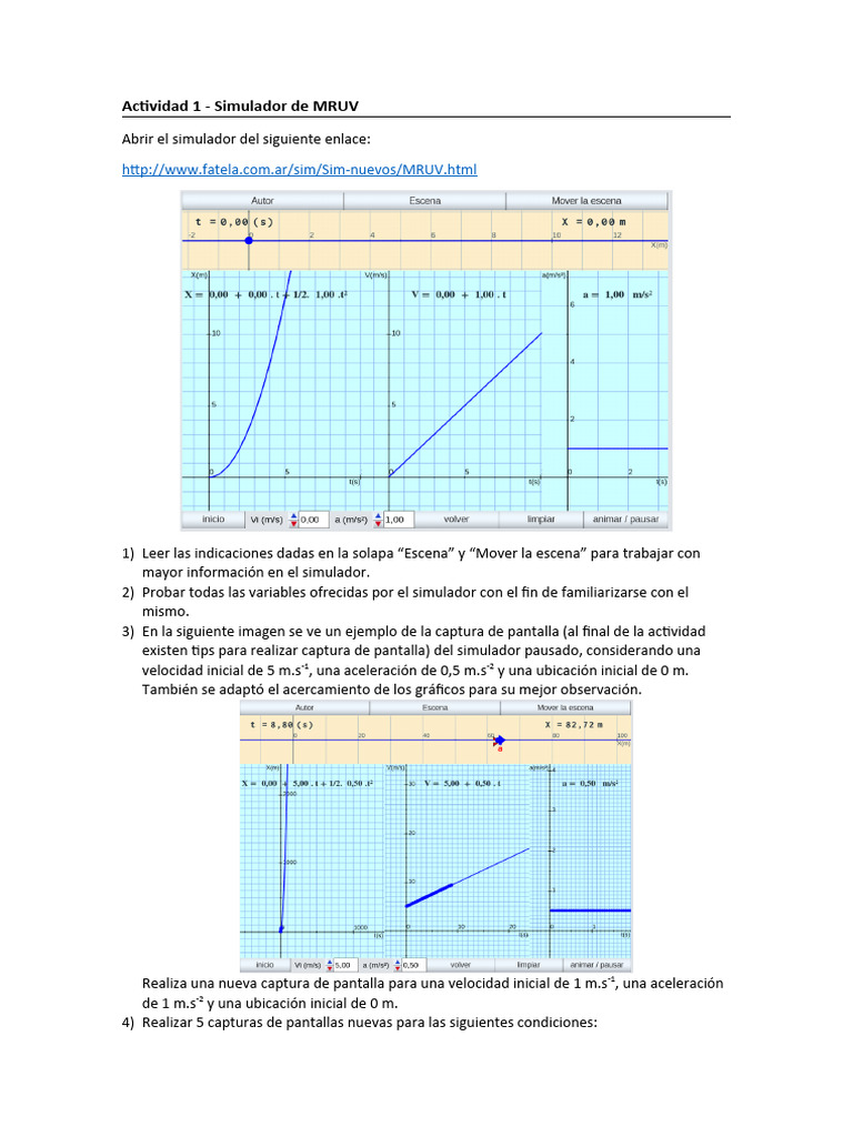 Actividad 1 - Simulador MRUV | PDF
