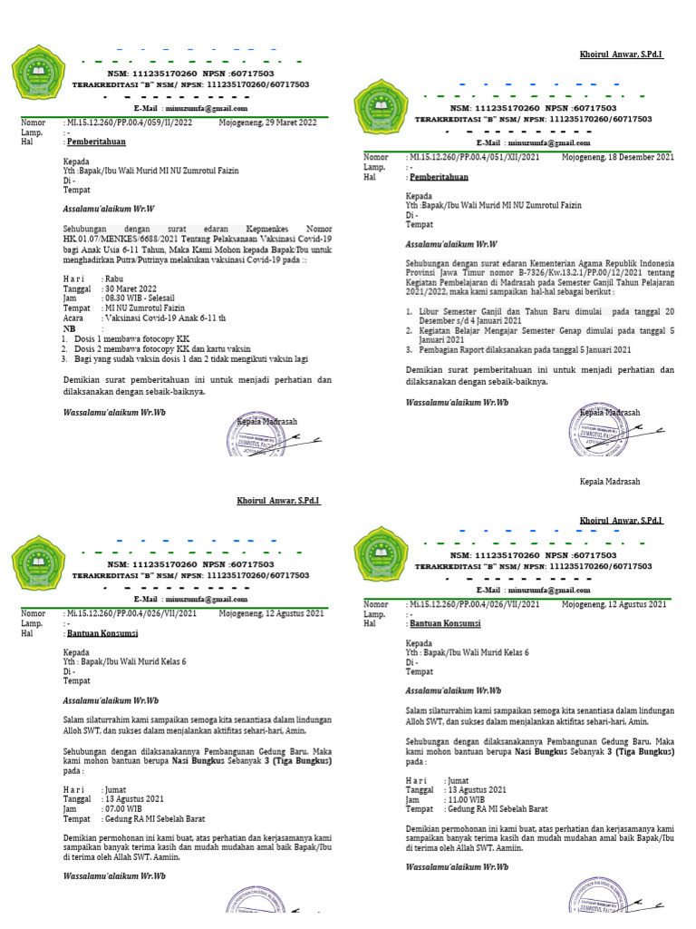 Surat Konsumsi | PDF