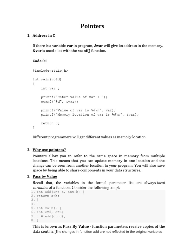Pointer-Updated | PDF | Pointer (Computer Programming) | Parameter ... Pointer-Updated | PDF | Pointer (Computer Programming) | Parameter ...