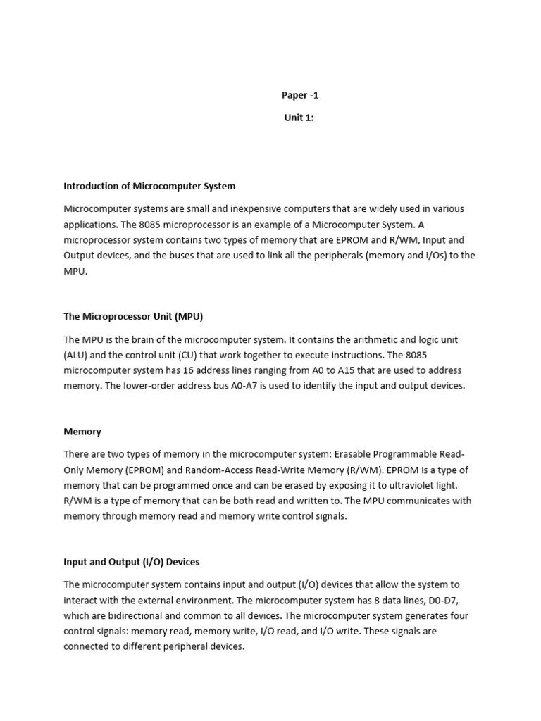 Unit 1 AD | PDF | Assembly Language | Input/Output