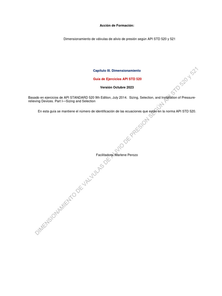 Ejercicios - PRV - API 520 - Octubre | PDF | Gases | Viscosidad